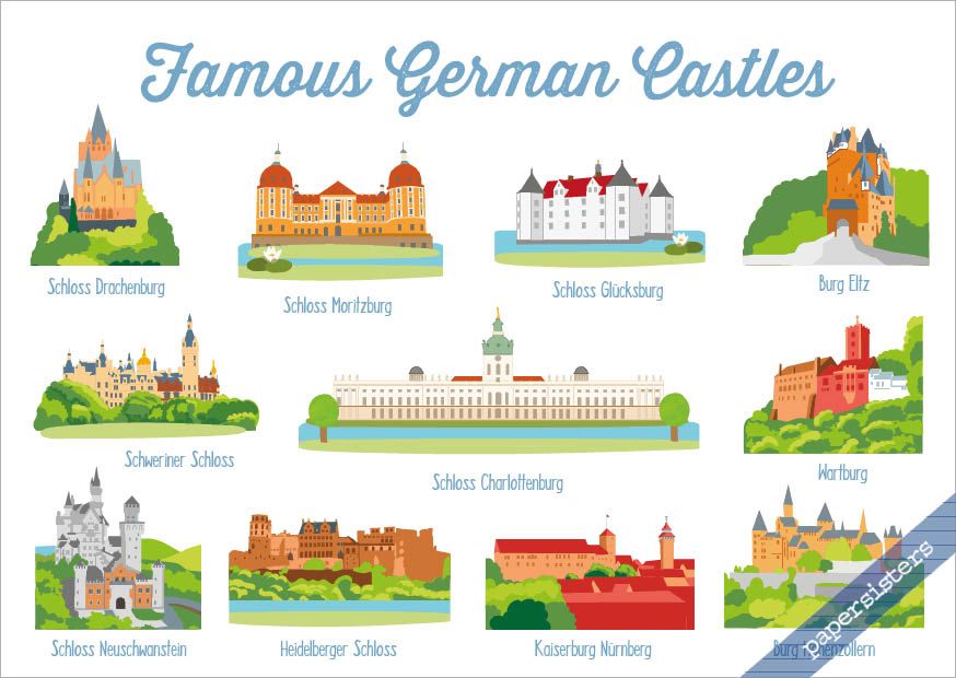 Postkarte Famous German Castles
