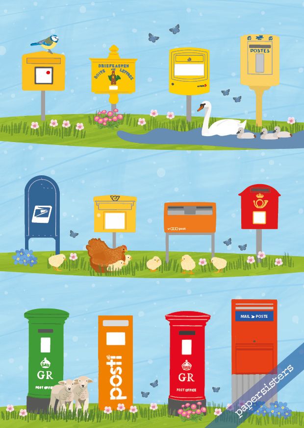 Postkarte Mailboxes in Spring