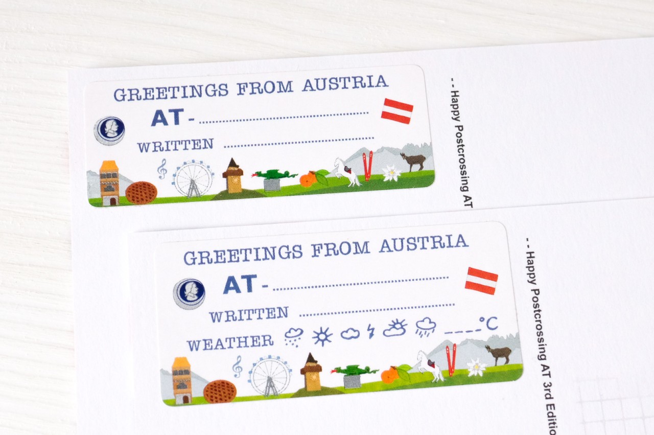 Greetings from Austria Postcard ID Sticker Set