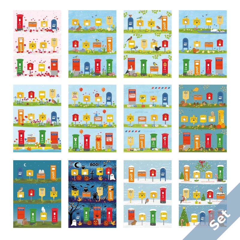 Postkarte Mailboxes in Spring