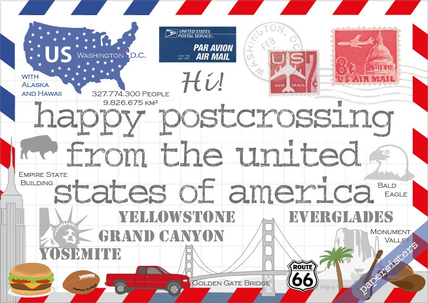 Postcard US Stamp Flag
