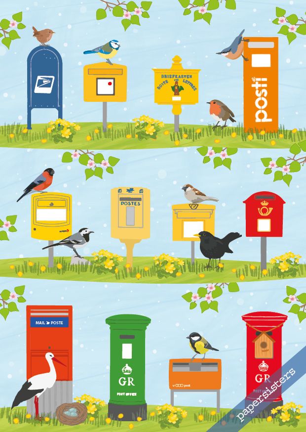 Postkarte Mailboxes in Spring