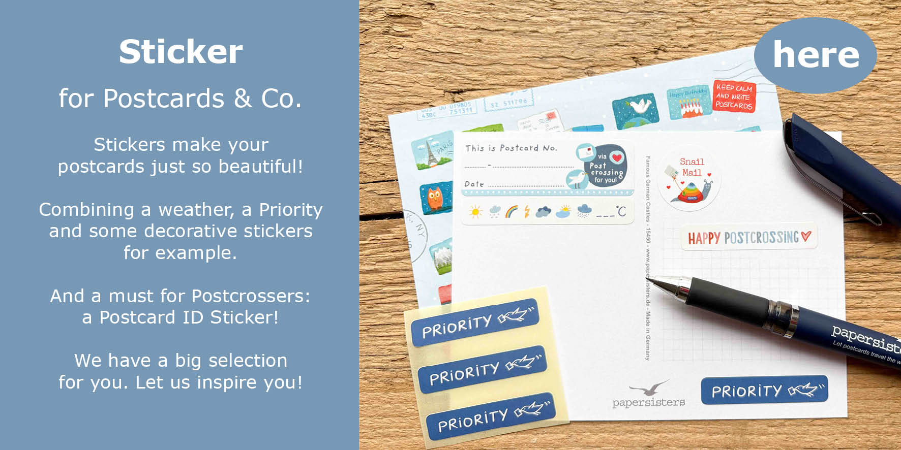 Postkarten, Stempel, Aufkleber, Tapes und mehr