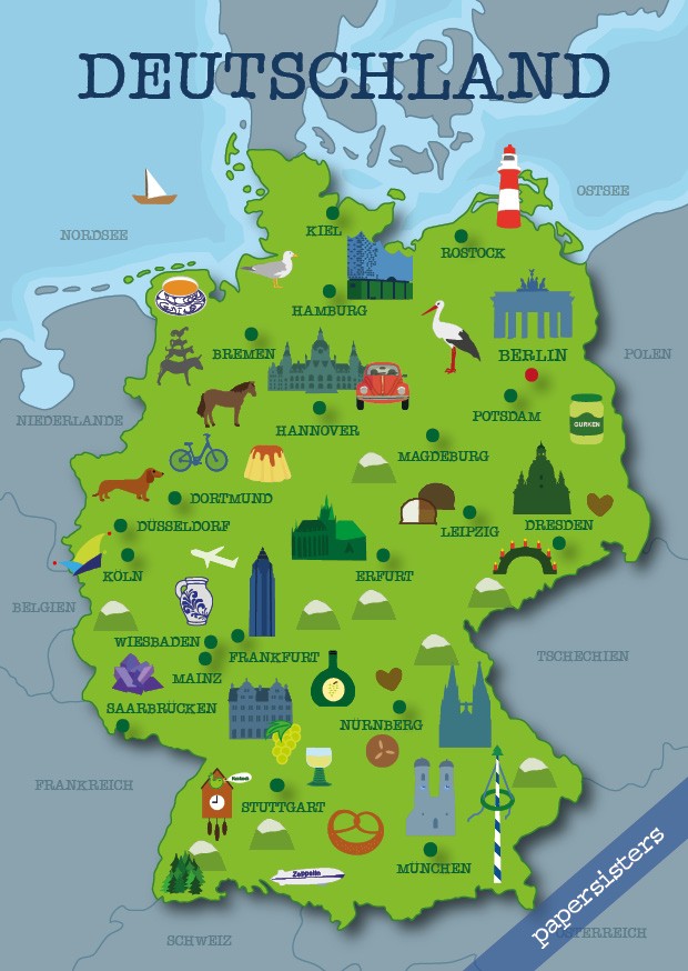 Postkarte Deutschland auf einen Blick